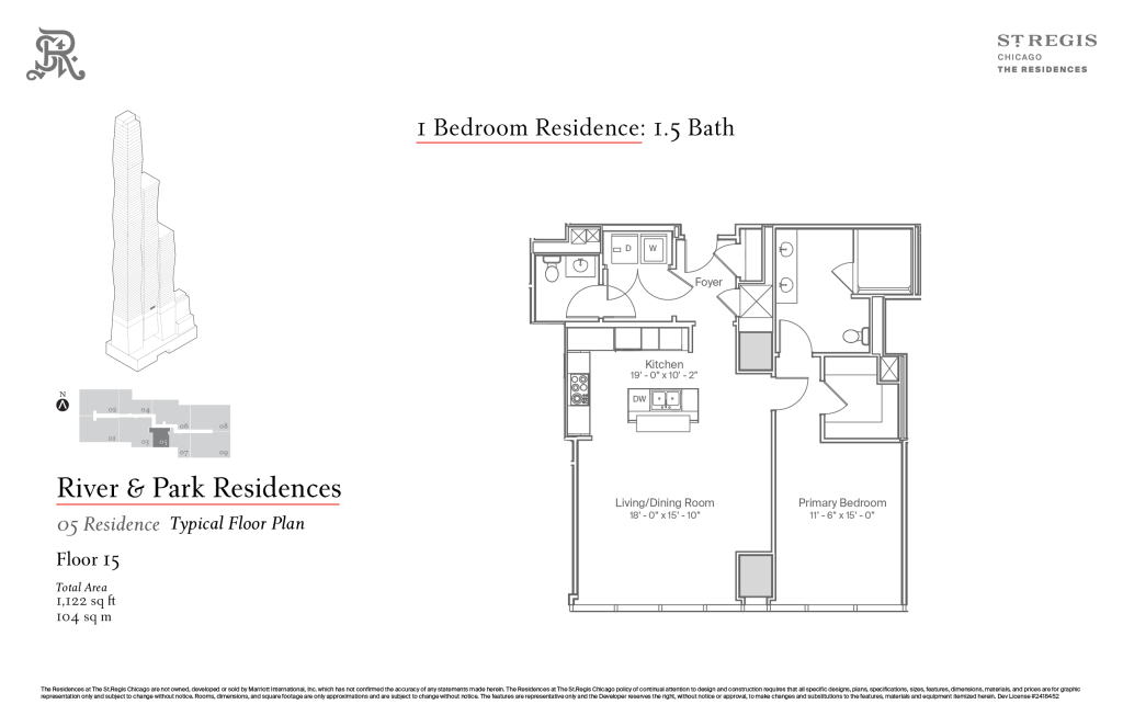 Residence 1505 Floor Plan - St Regis Residences Chicago