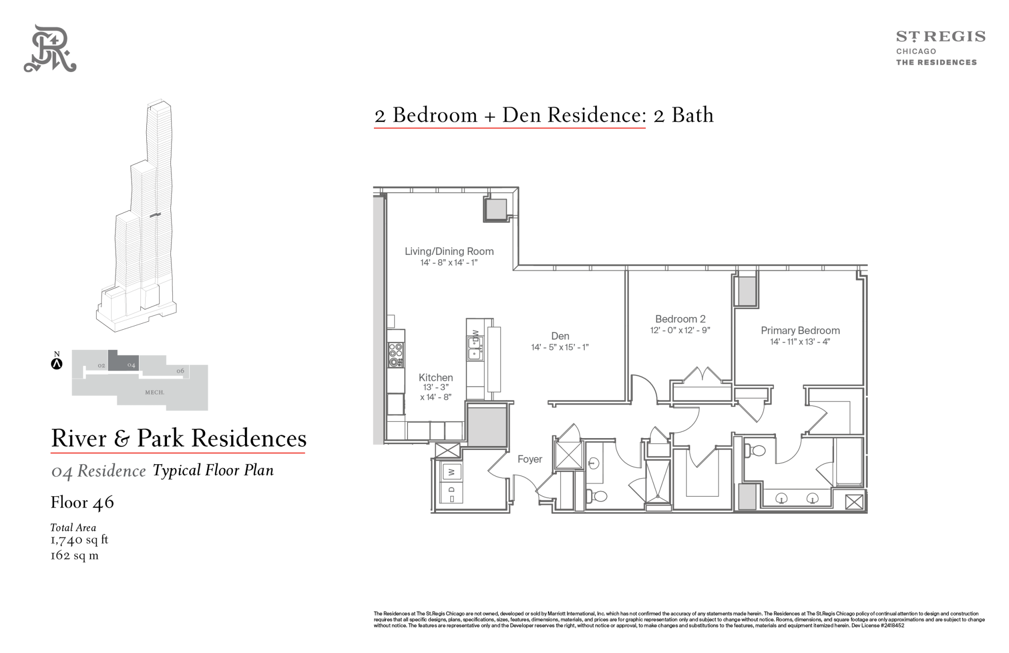 Residence 4604 Floor Plan - St Regis Residences Chicago