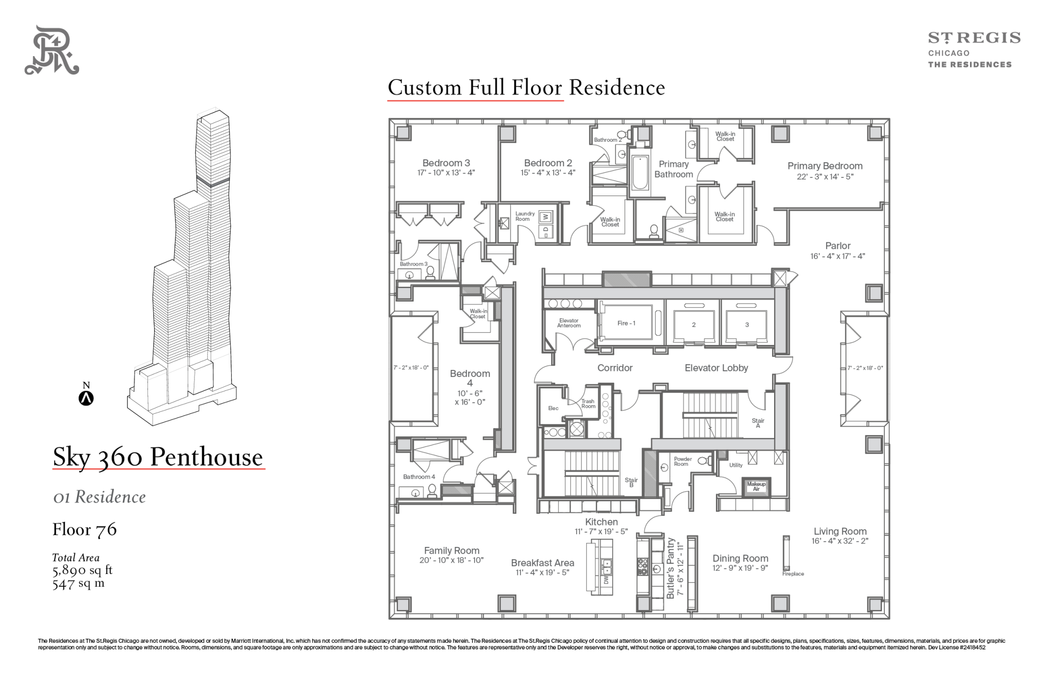 Residence 7601 Floor Plan - St Regis Residences Chicago